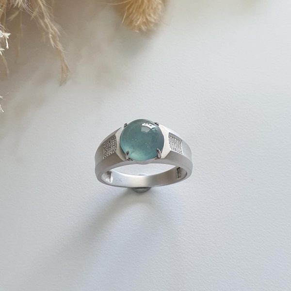 Highly Translucent Icy Light Blue Jadeite "Blue Moon" Diamond Ring ...